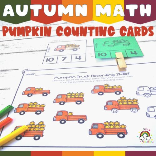 Fall Math Activities Pumpkin Counting and Match Clip Cards and ...