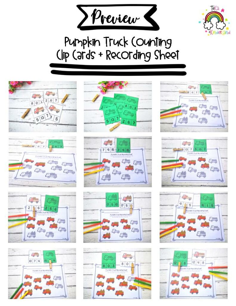 Fall Math Activities Pumpkin Counting and Match Clip Cards and ...