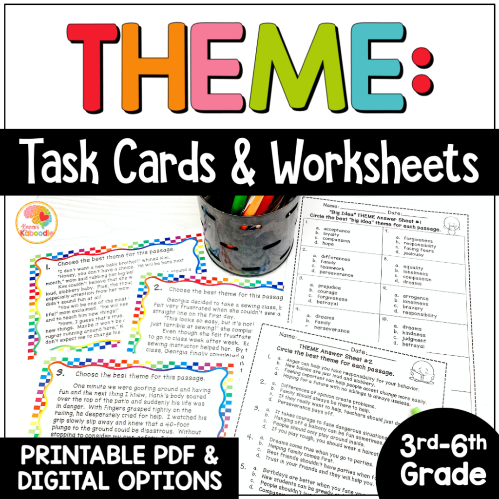 Teaching Theme Activities: Finding and Determining Theme Task Cards and ...