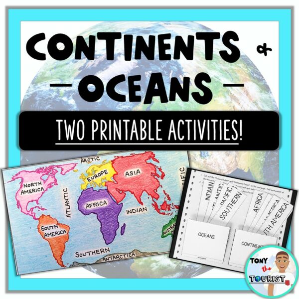 Continents & Oceans Activities- Map Coloring and Interactive Pockets ...