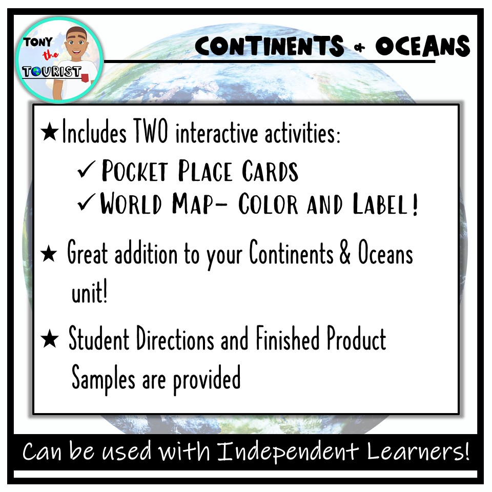 Continents & Oceans Activities- Map Coloring and Interactive Pockets ...