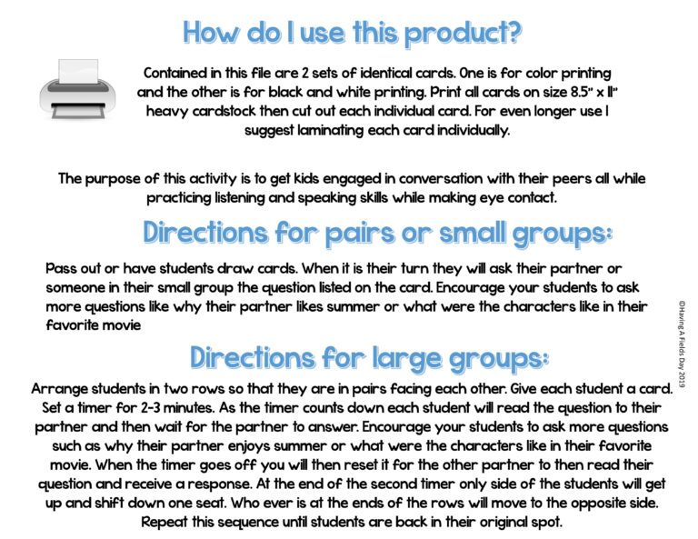 Conversation Prompts for Social Skills | Made By Teachers