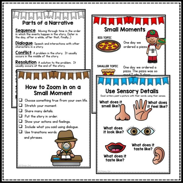 Narrative Writing Unit SECOND GRADE graphic organizers posters writing ...