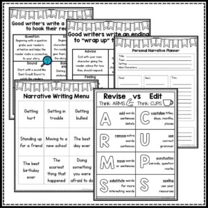 Narrative Writing Unit SECOND GRADE graphic organizers posters writing ...