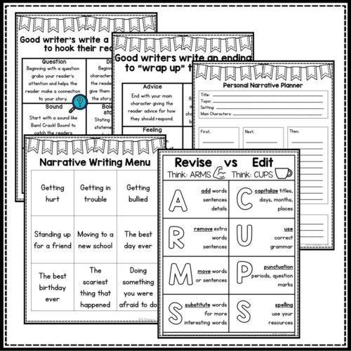 Narrative Writing Unit SECOND GRADE graphic organizers posters writing ...