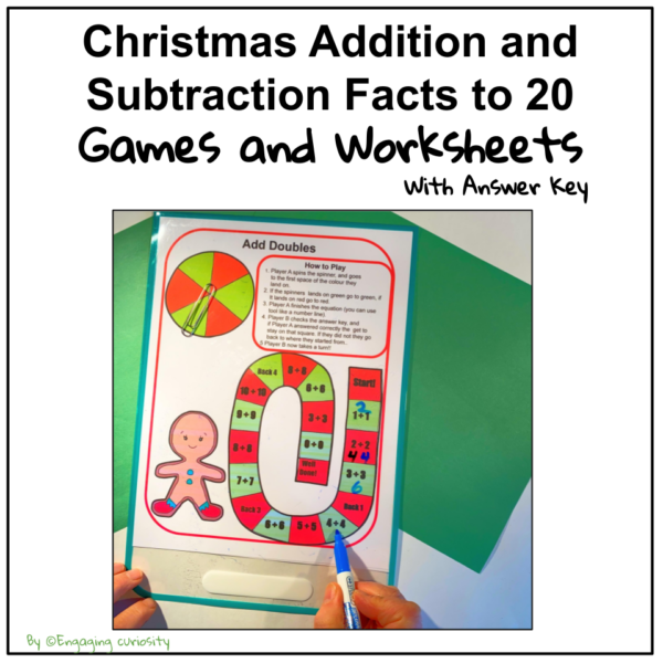 Christmas Addition & Subtraction Facts to 20 Games and Worksheets w ...