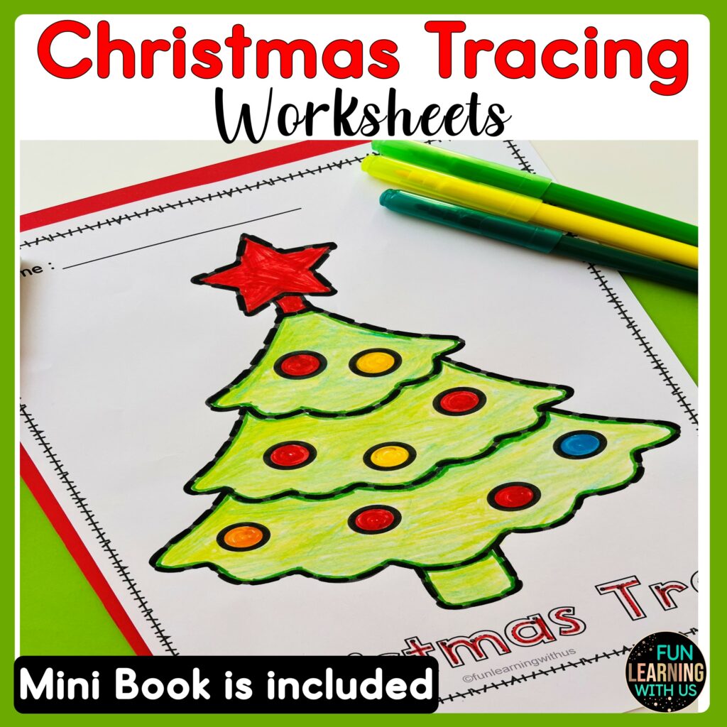 Christmas Picture Tracing & Coloring Fine Motor Activity | December ...