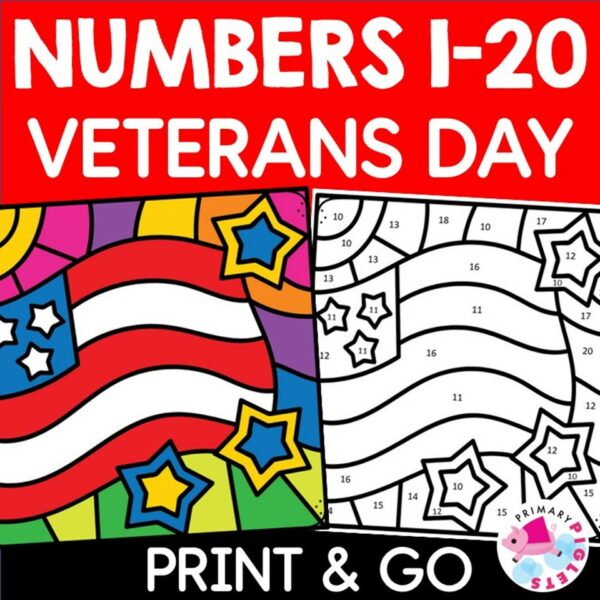 VETERANS DAY ACTIVITIES COLOR BY NUMBER CODE KINDERGARTEN & 1ST GRADE ...