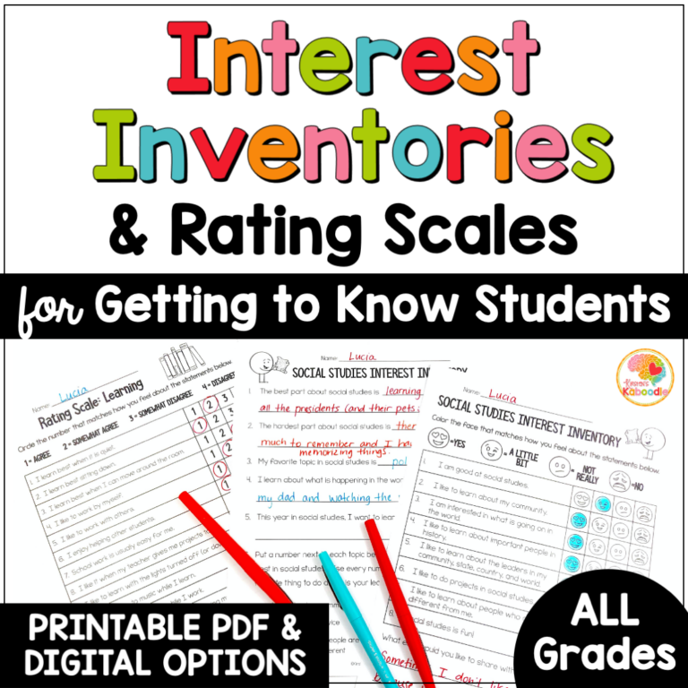 Interest Inventory | Student Interest Survey for Reading, Math, Science ...