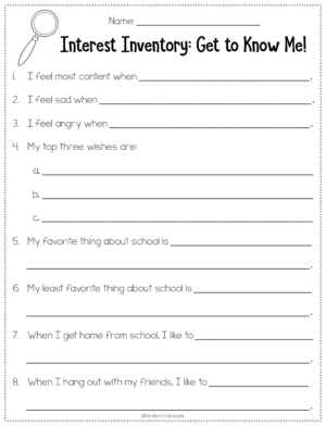 Interest Inventory | Student Interest Survey for Reading, Math, Science ...