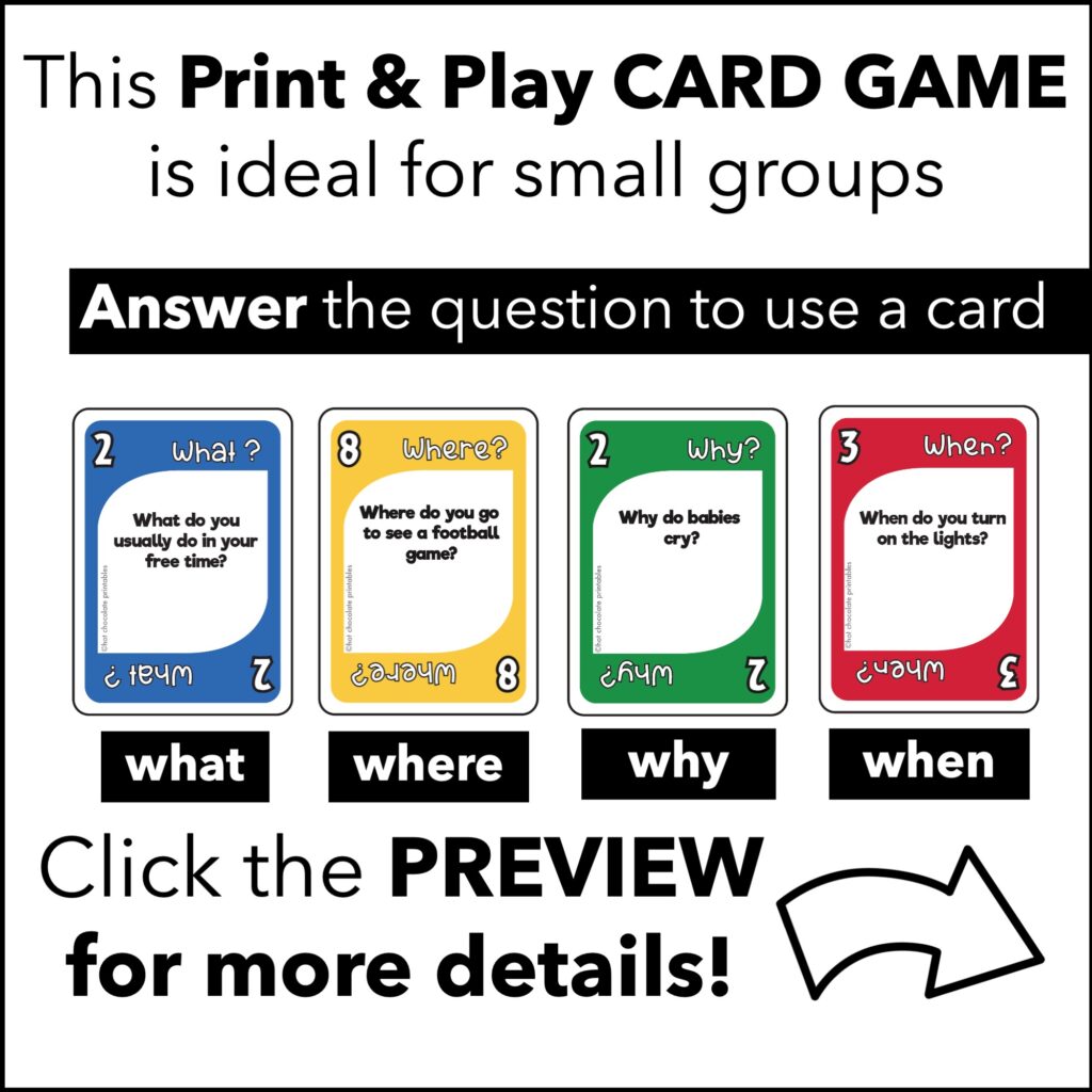 WH Question Card Game - What, When, Where & Why | Made By Teachers