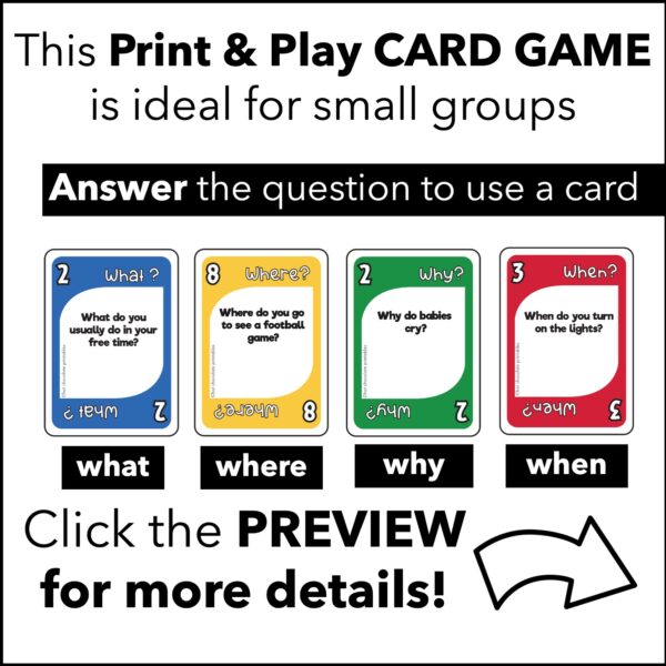 WH Question Card Game - What, When, Where & Why | Made By Teachers