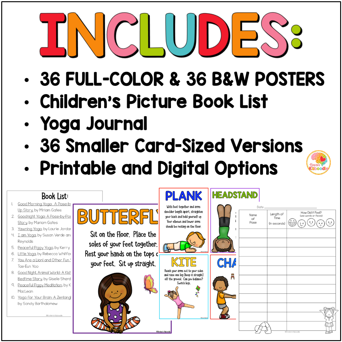 Yoga Poses Poses and Cards for Kids Calm Corner: Yoga Journal | Made By ...