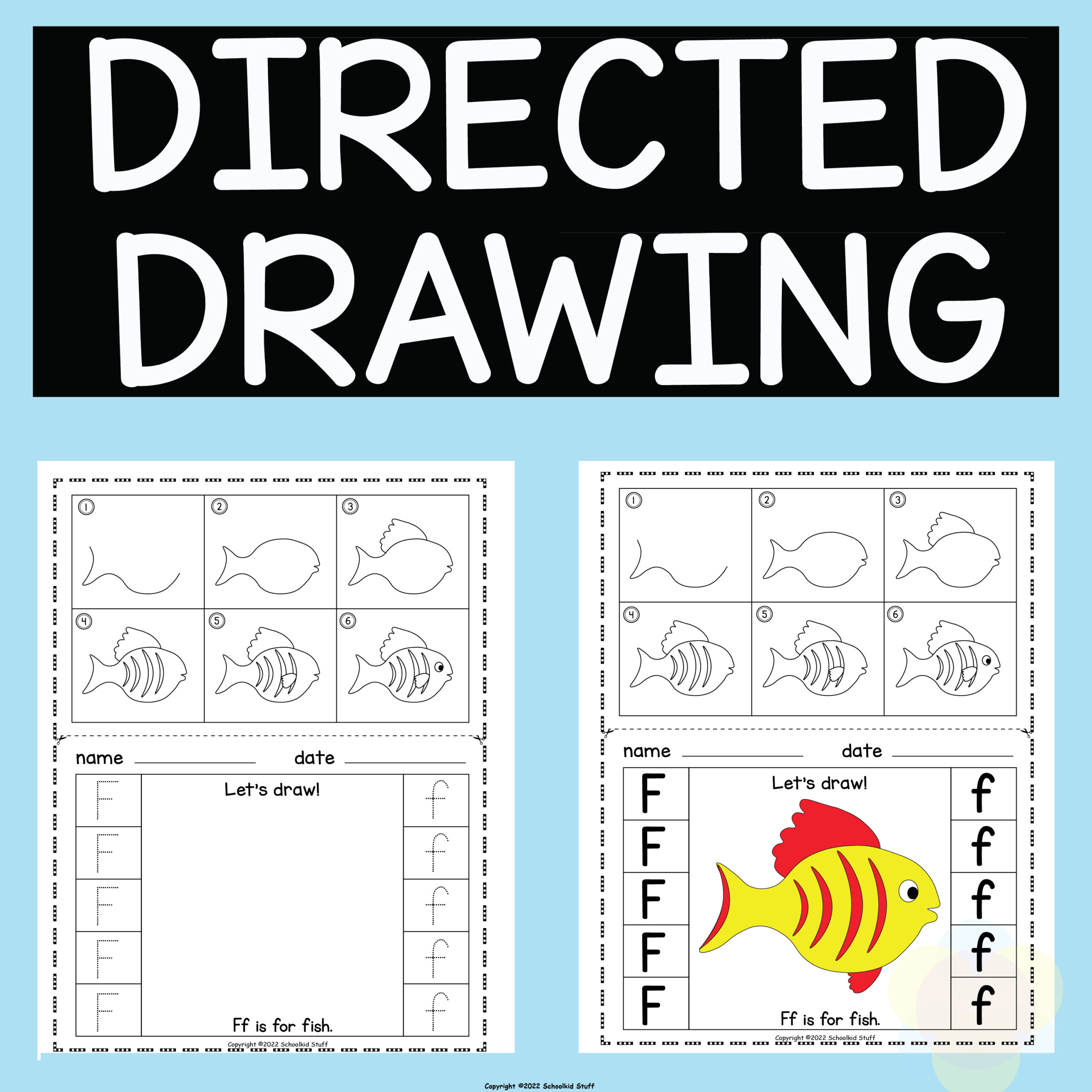 Directed Drawing Alphabet Words for Kindergarten | Draw, Color and ...