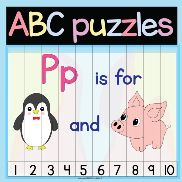 Ordering Numbers 1-10 with Alphabet Picture Puzzle Cards for ...