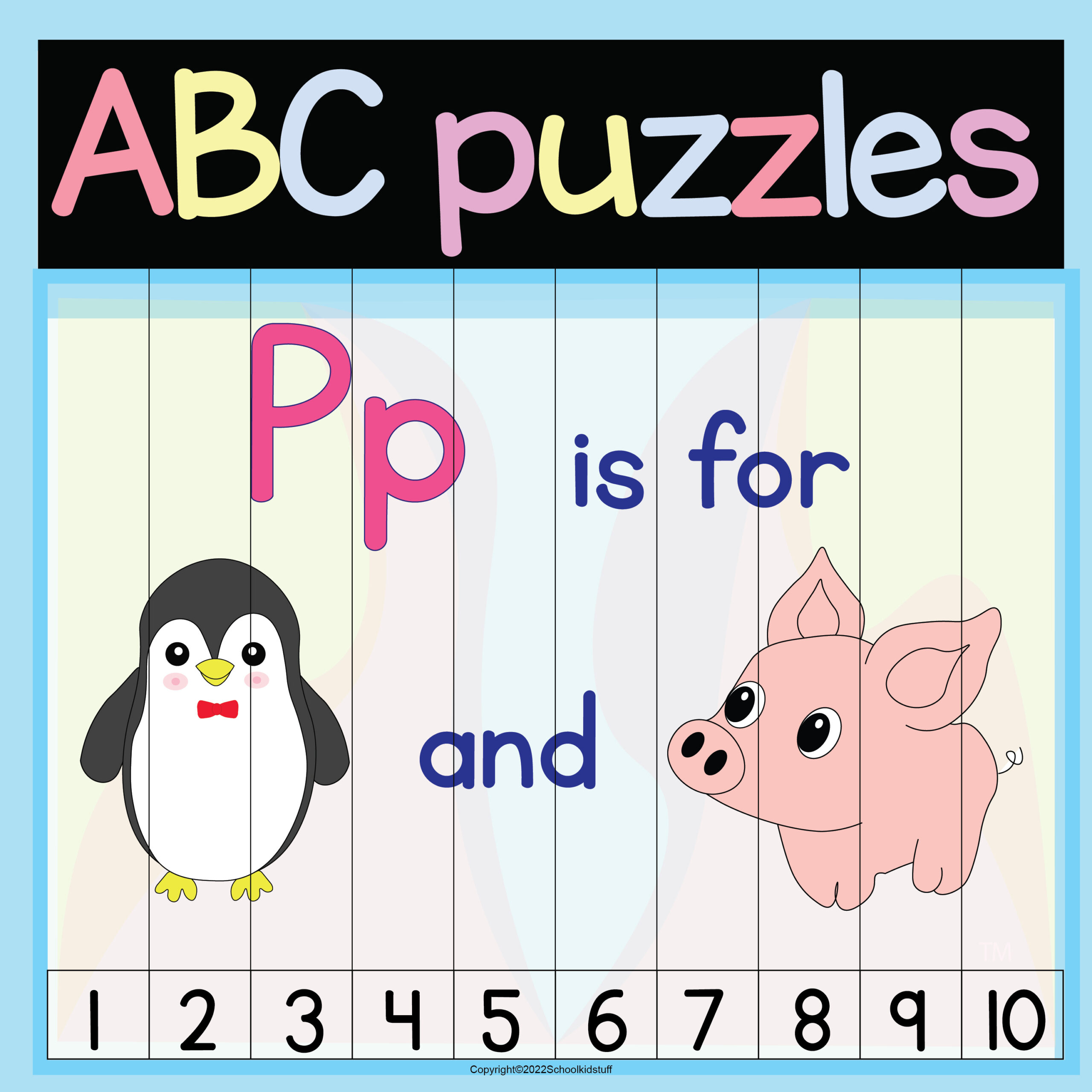 Ordering Numbers 1-10 with Alphabet Picture Puzzle Cards for ...