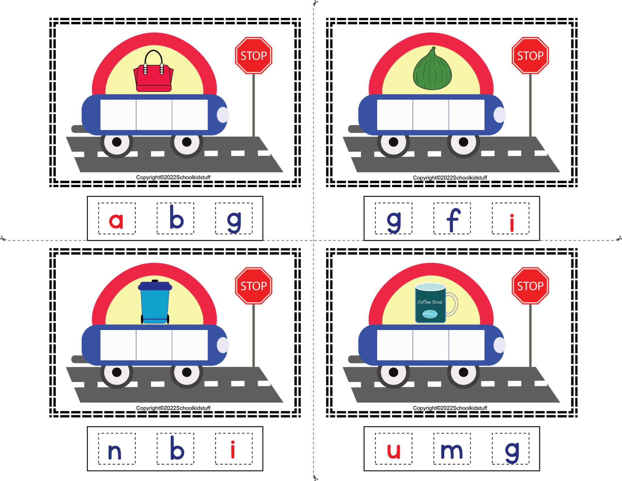 CVC Words Task Cards Cut and Glue | Made By Teachers