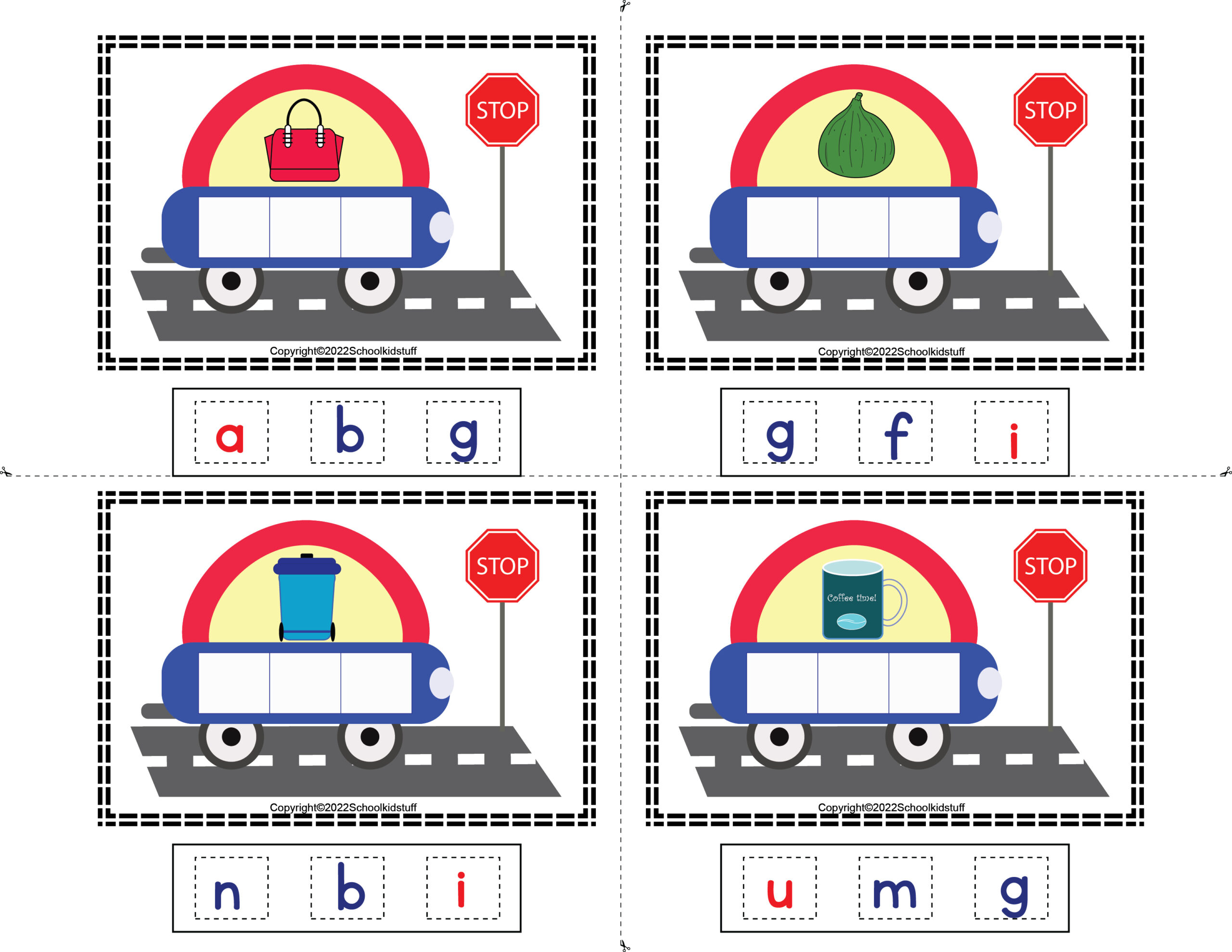 CVC Words Task Cards Cut and Glue | Made By Teachers