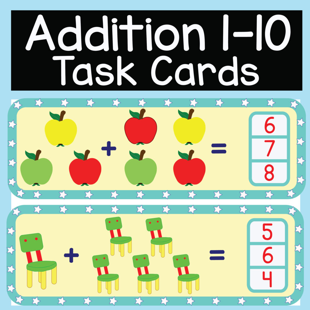 Addition 1 to 10 Fun Task Cards | Made By Teachers
