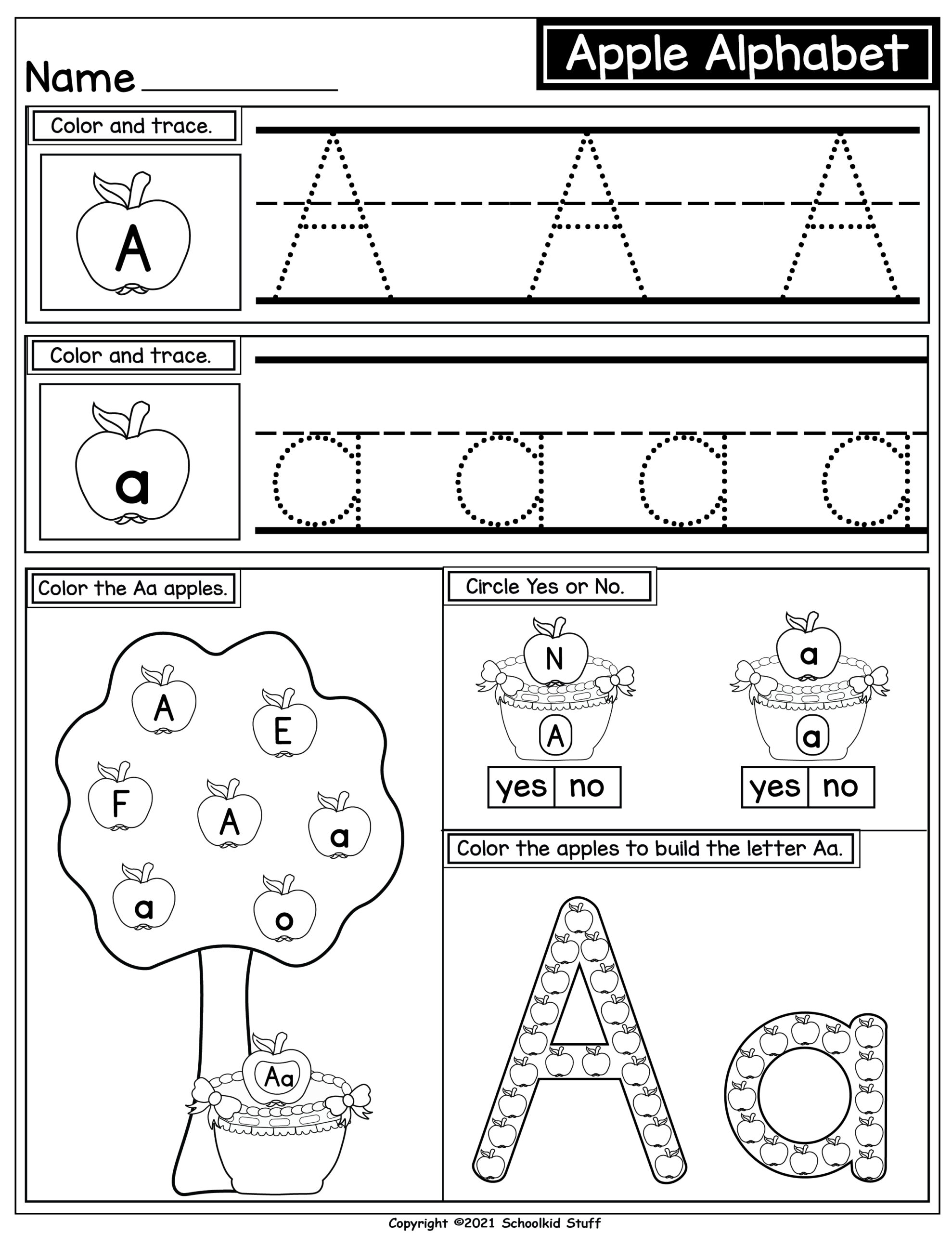 The Apple Alphabet | Trace, Circle, Color and Build the Letter | Made ...