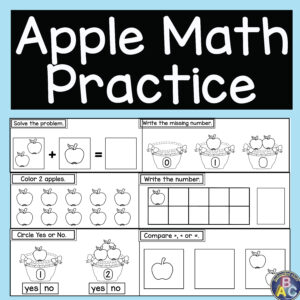 Apple Math Practice With Numbers 1 to 10 Worksheets | No Prep Pack ...