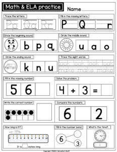 Math & ELA Practice Worksheets for Kindergarten| No Prep Pack | Made By ...