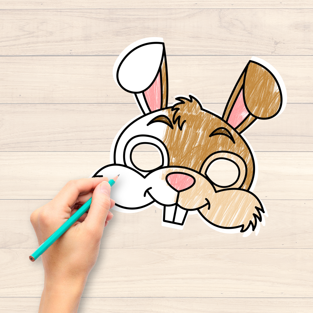 Bunny Paper Mask Rabbit Printable Pet Animal Coloring Costume Craft ...