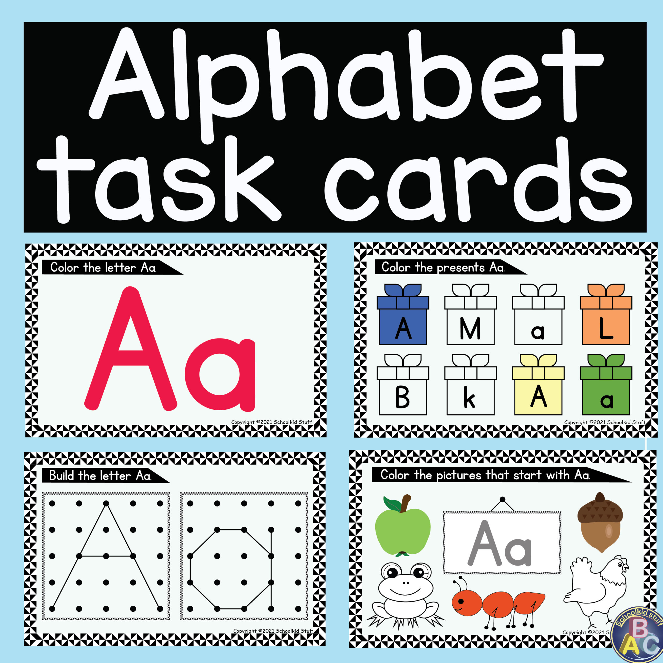 Alphabet Task Cards | No Prep Pack of 104 Cards | Made By Teachers