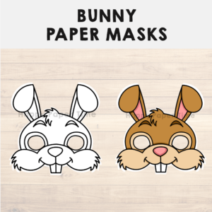 Bunny Paper Masks Rabbit Printable Pet Animal Coloring Costume Craft ...