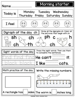 Morning Starters | Math and ELA Activites for Kindergarten | No prep ...