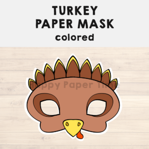 Turkey Paper Masks Printable Thanksgiving Coloring Costume Craft ...