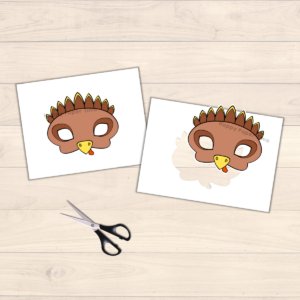 Turkey Paper Mask Printable Thanksgiving Costume Craft Activity | Made ...