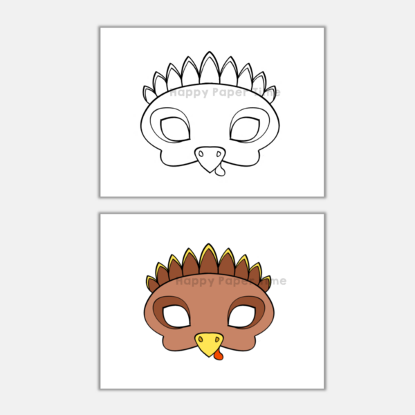 Turkey Paper Masks Printable Thanksgiving Coloring Costume Craft ...