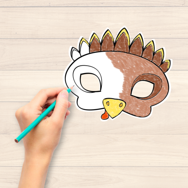 Turkey Paper Masks Printable Thanksgiving Coloring Costume Craft ...