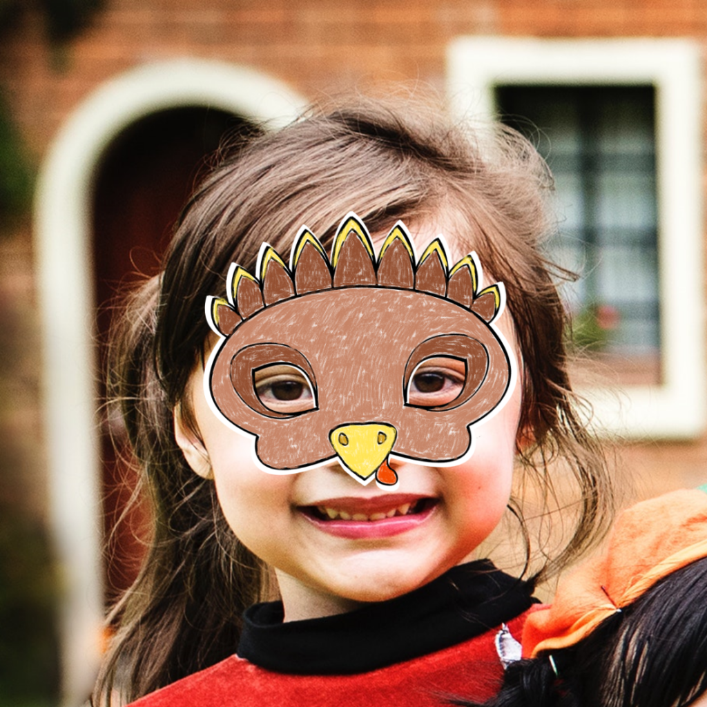 Turkey Paper Masks Printable Thanksgiving Coloring Costume Craft ...