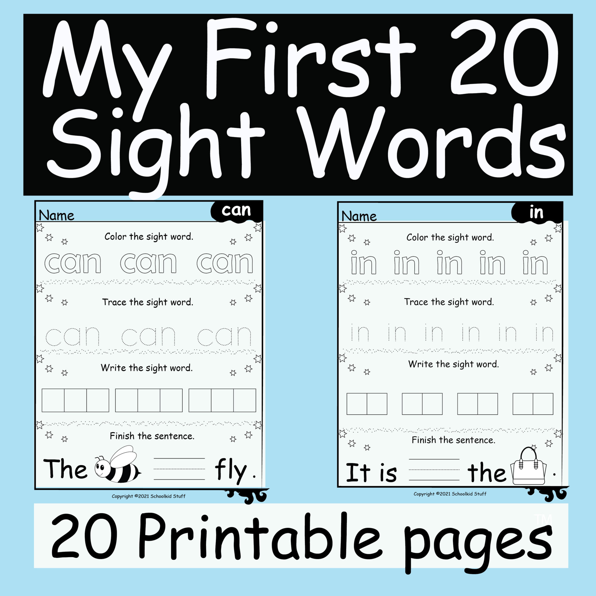 Sight Words Practice|Color, Trace, Write, Finish the Sentence | Made By ...