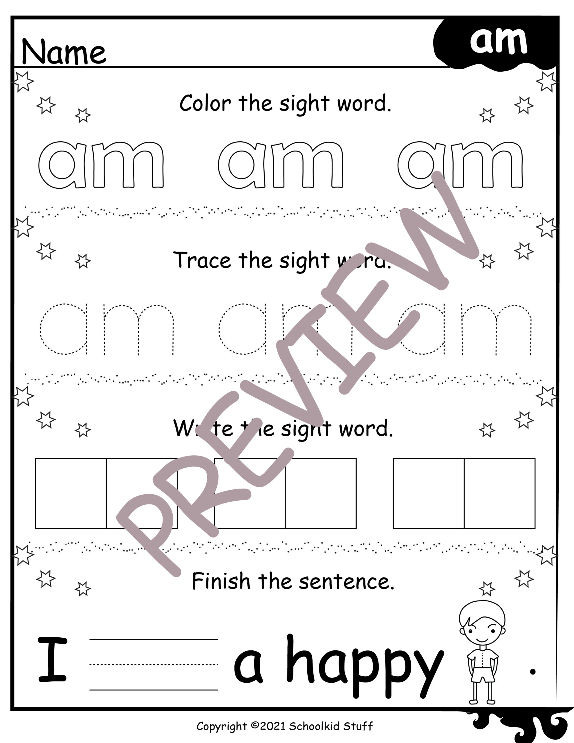 Sight Words Practice|Color, Trace, Write, Finish the Sentence | Made By ...