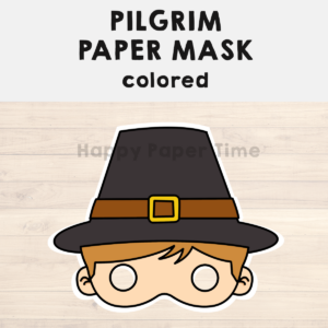 Pilgrim Paper Masks Printable Thanksgiving Coloring Costume Craft ...