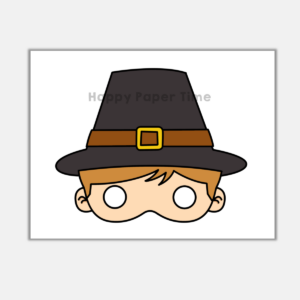 Pilgrim Paper Mask Printable Thanksgiving Costume Craft Activity | Made ...