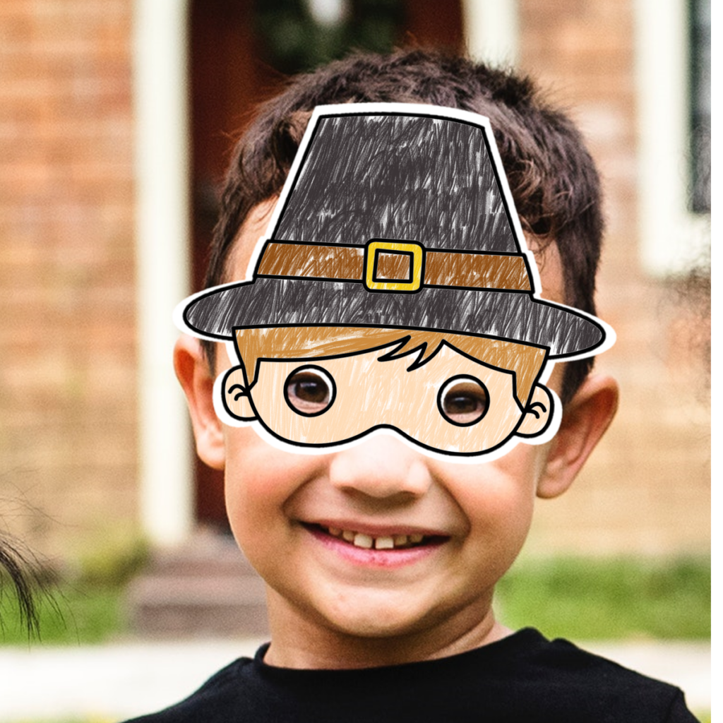 Pilgrim Paper Masks Printable Thanksgiving Coloring Costume Craft ...