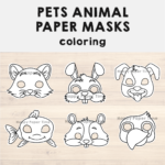 Pets Animal Paper Masks Printable Coloring Craft Activity Costume ...