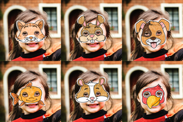 Pets Animal Paper Masks Printable Coloring Craft Activity Costume ...