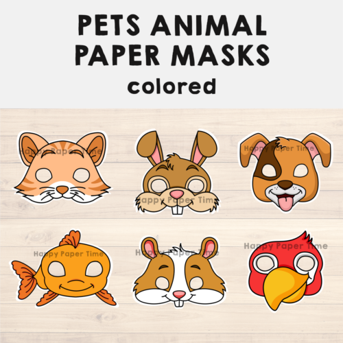 Pets Animal Paper Masks Printable Craft Activity Costume Template ...