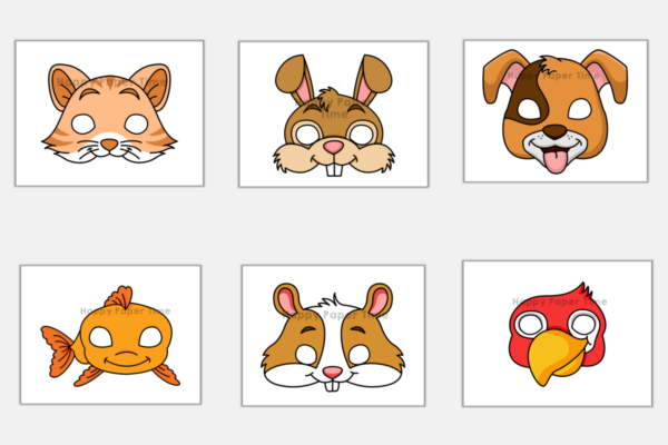Pets Animal Paper Masks Printable Craft Activity Costume Template ...