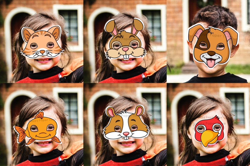 Pets Animal Paper Masks Printable Craft Activity Costume Template ...