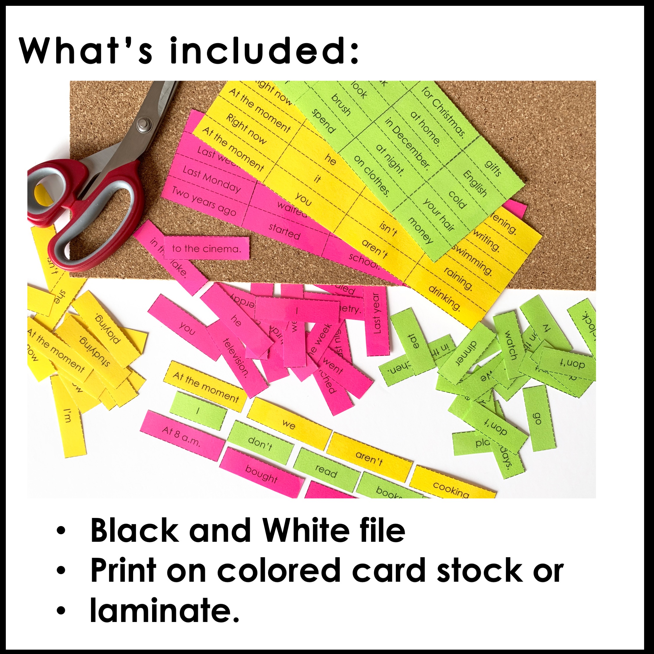 Sentence Building Activity Present Simple, Present Continuous & Past ...