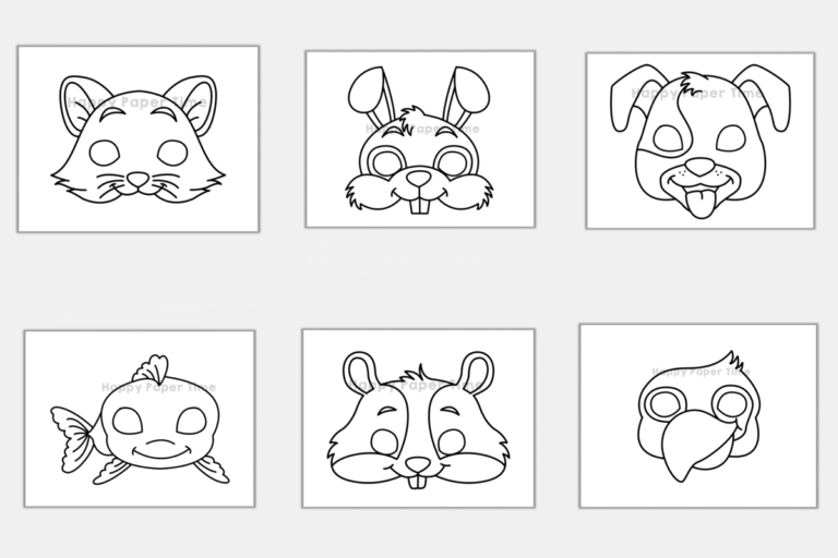 Pets Animal Paper Masks Printable Coloring Craft Activity Costume ...