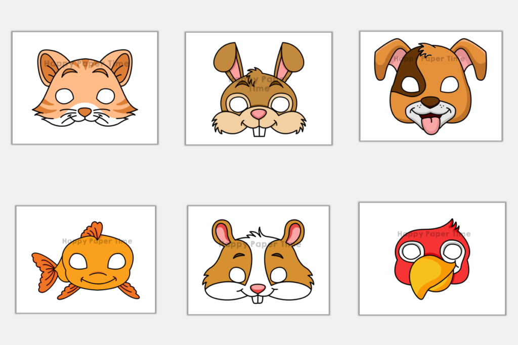 Pets Animal Paper Masks Printable Coloring Craft Activity Costume ...