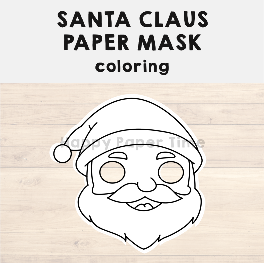 Santa Claus Paper Masks Printable Christmas Coloring Costume Craft ...