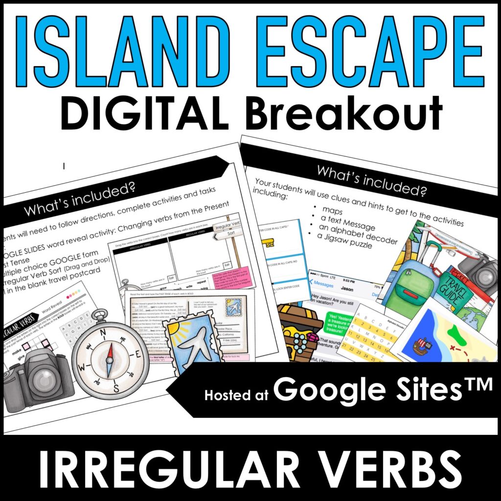 Irregular Verbs Escape : Past Tense Verbs Digital Activity - Made By ...